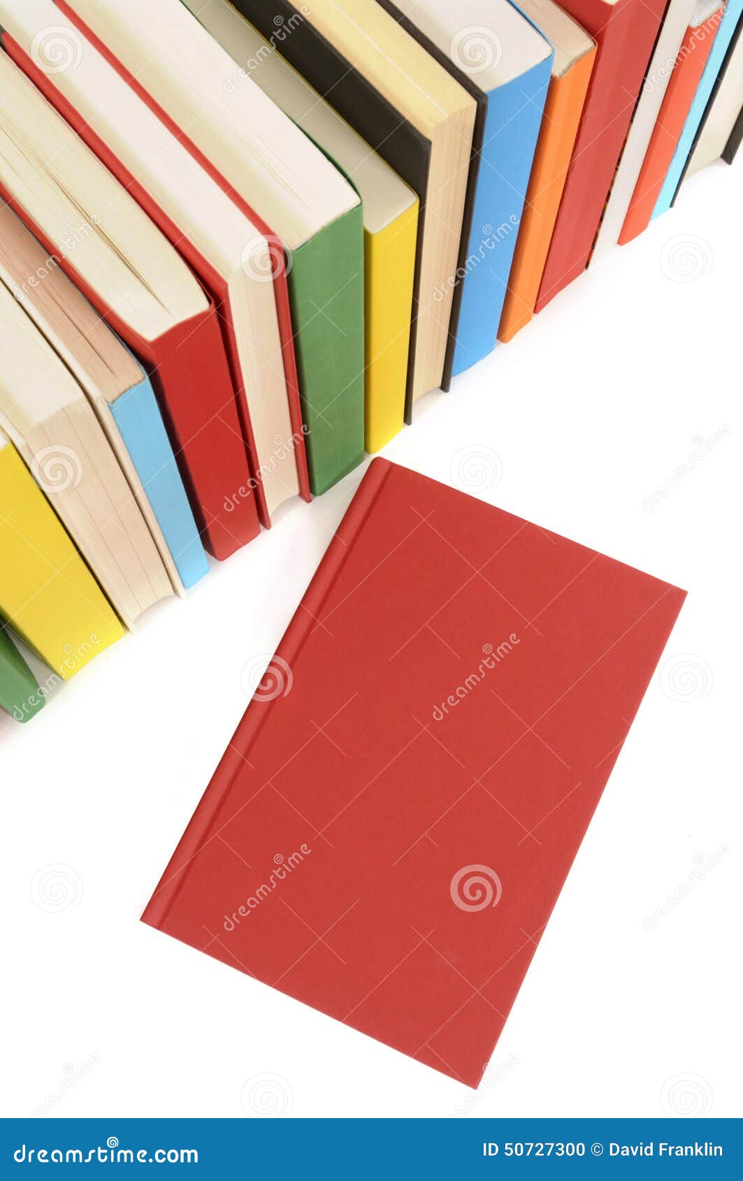 Red Book, Front View, with Row of Colorful Books, Isolated White ...