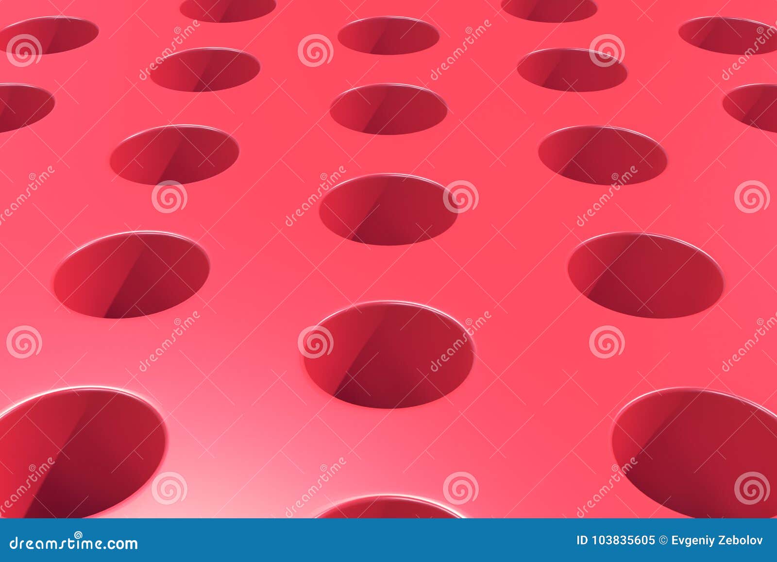 Plain Red Surface with Cylindrical Holes Stock Illustration ...