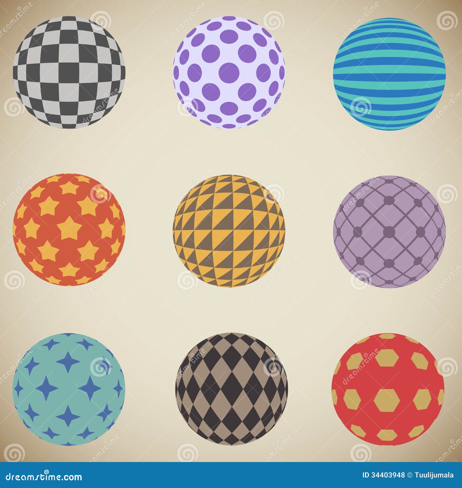 Plain Retro Colored Spheres Stock Vector - Illustration of retro ...