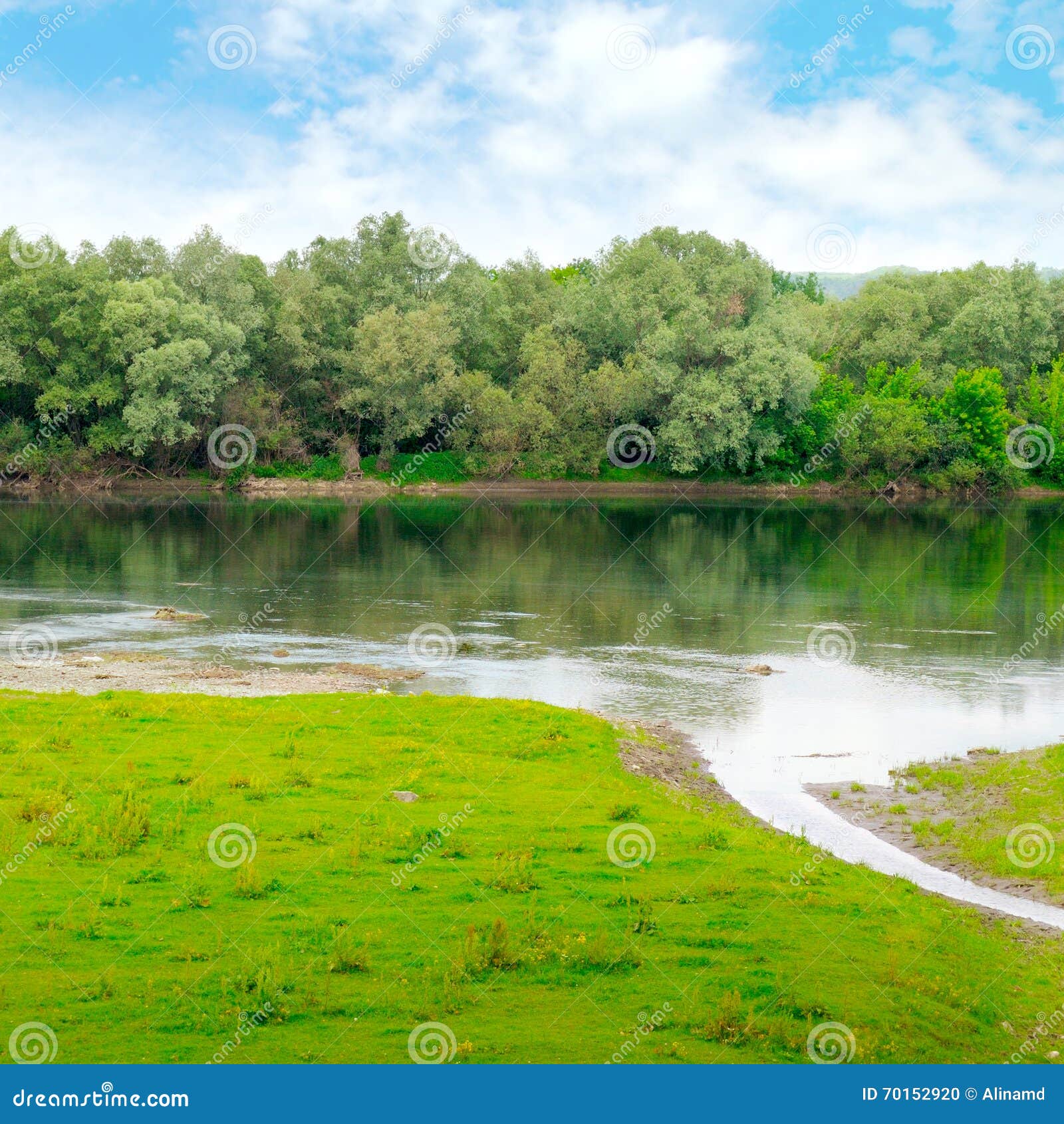 Plain River with Inflows and Forest Stock Photo - Image of forest, blue ...
