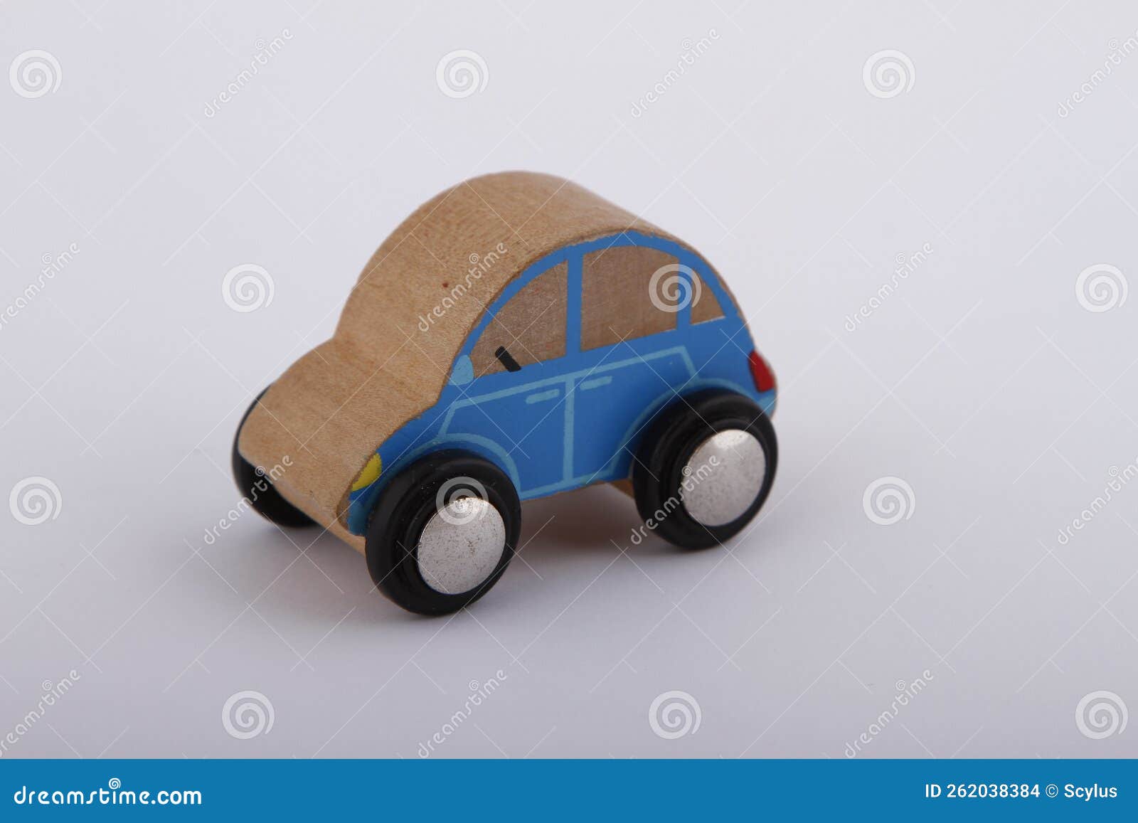 Plain Simple Wooden Blue Toy Car Against a White Background Stock Photo ...