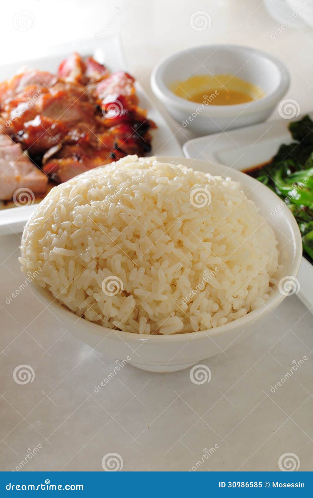 Plain steam rice stock image. Image of meat, vegetable - 30986585