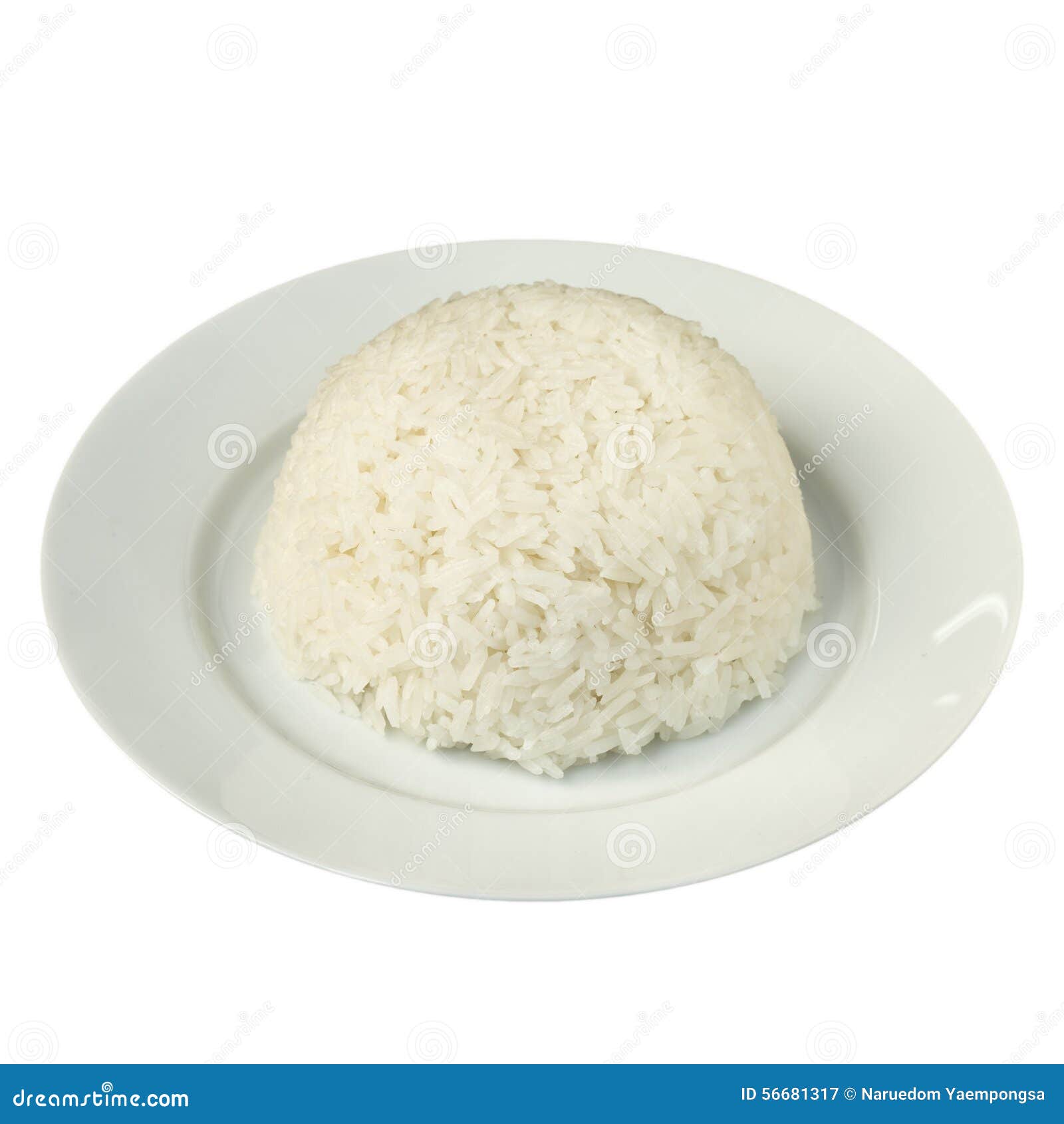 Plain Steamed Jasmine Rice Isolated on White Stock Image - Image of ...