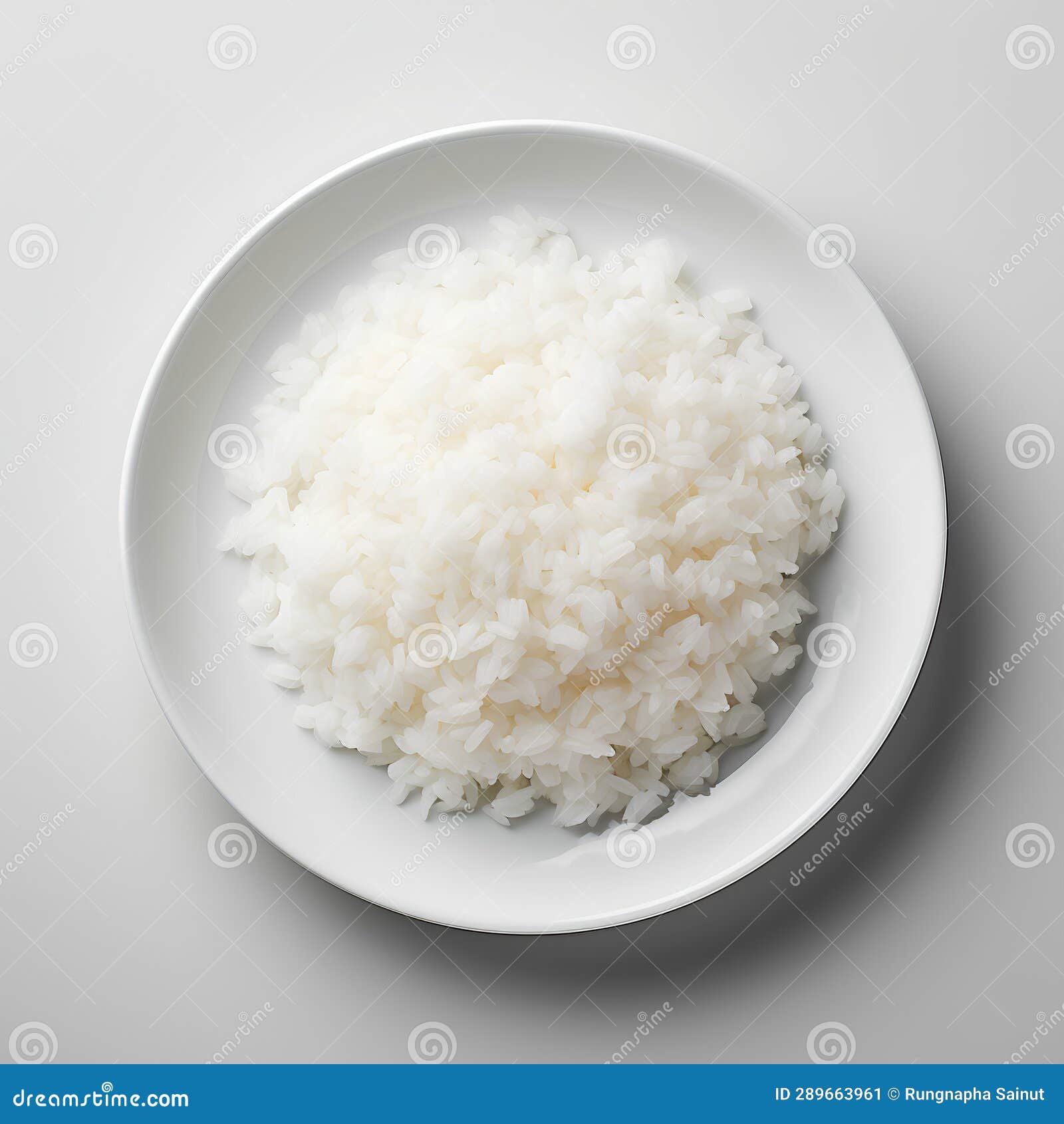 Plain Steamed Rice on a White Plate, Simple Background Stock ...