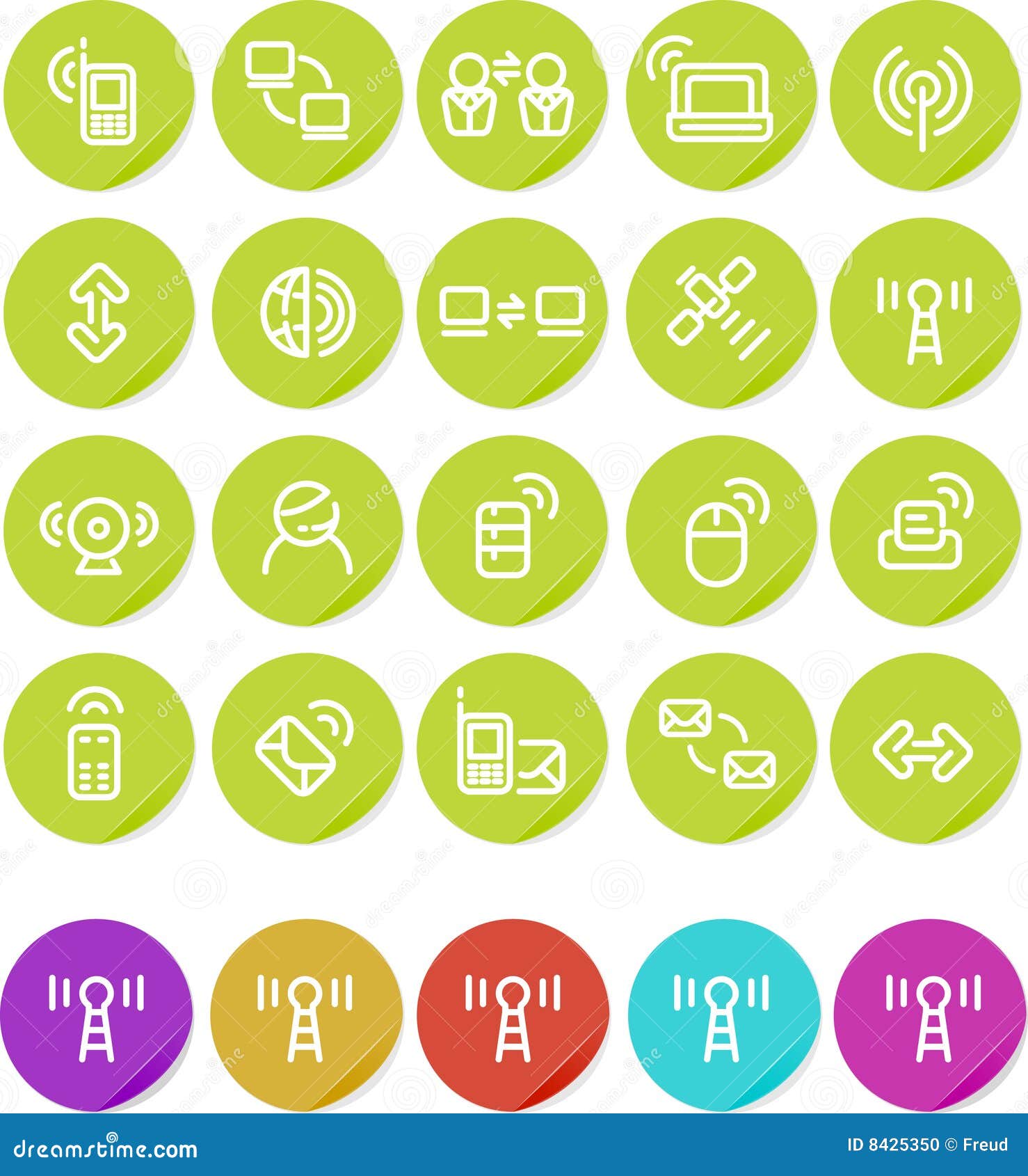 Plain Stickers Icon Set: Wireless and Networking Stock Vector ...