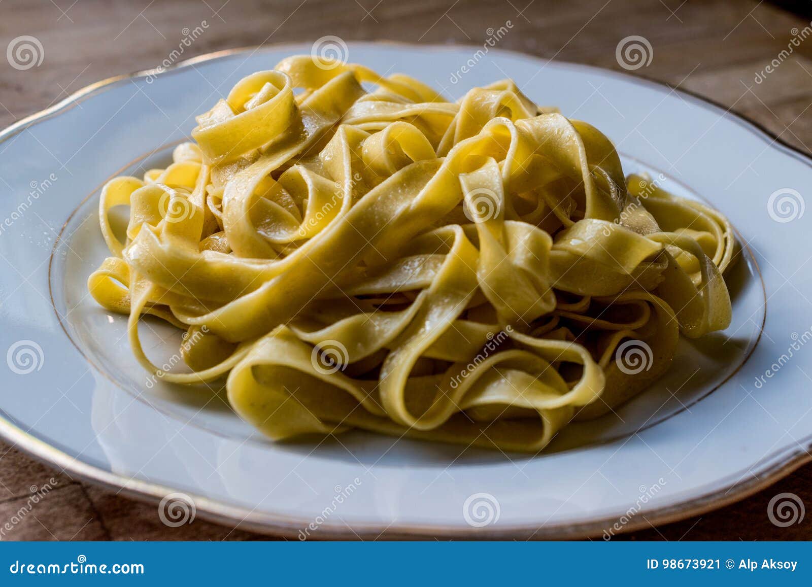 Plain Tagliatelle Pasta in White Plate. Stock Image - Image of dish ...