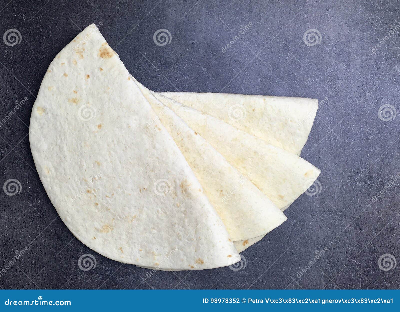 Tortilla Wraps on Black Background. Top View Stock Photo - Image of ...