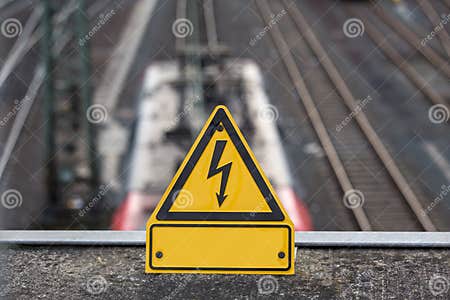 Plain Train High Voltage Power Line Sign Stock Image - Image of ...