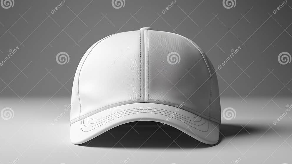 Plain White Baseball Cap Mockup on a Gray Background Stock Image ...
