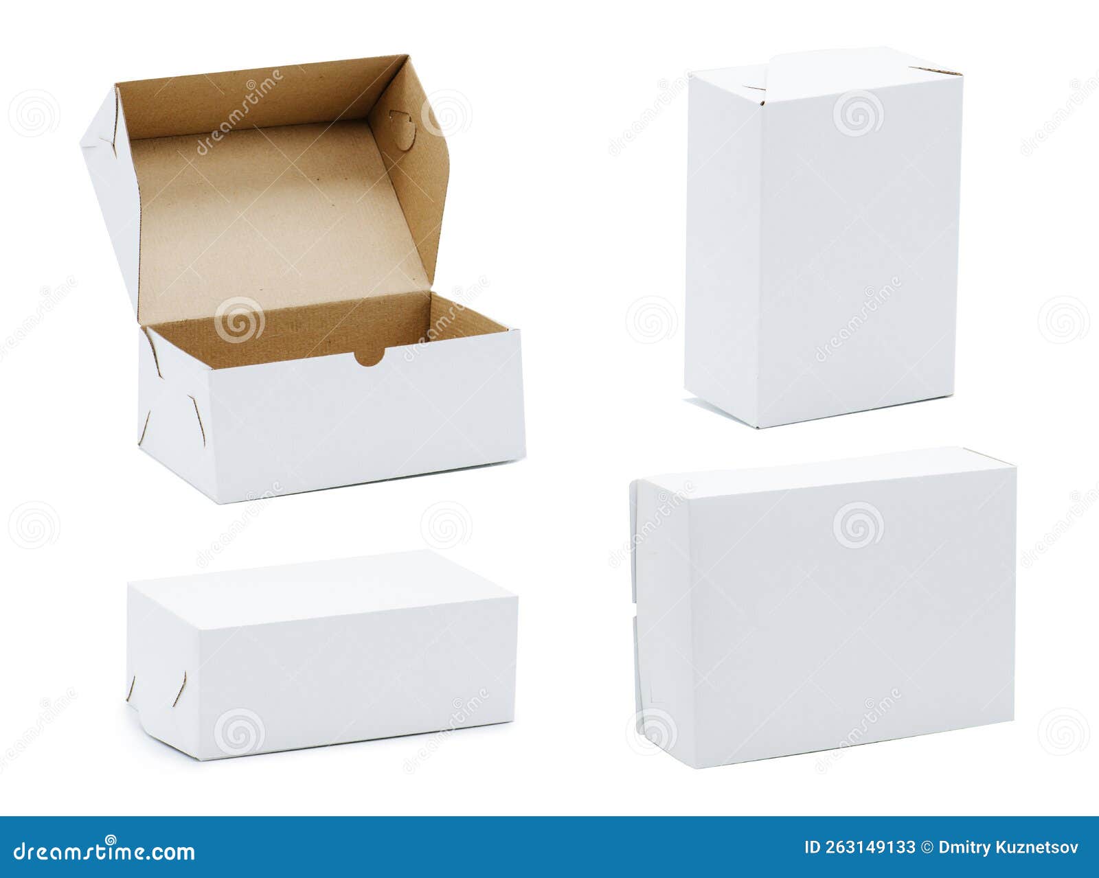 Plain White Boxes Shot from Different Angles in Composition. Stock ...