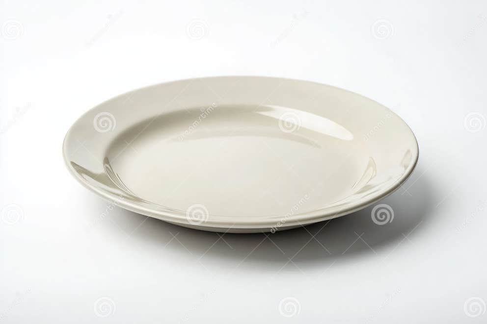 Plain White Ceramic Plate with Smooth Surface and Elegant Design Stock ...