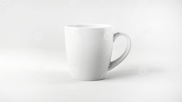 A Plain White Coffee Cup is Positioned on a Smooth White Surface ...