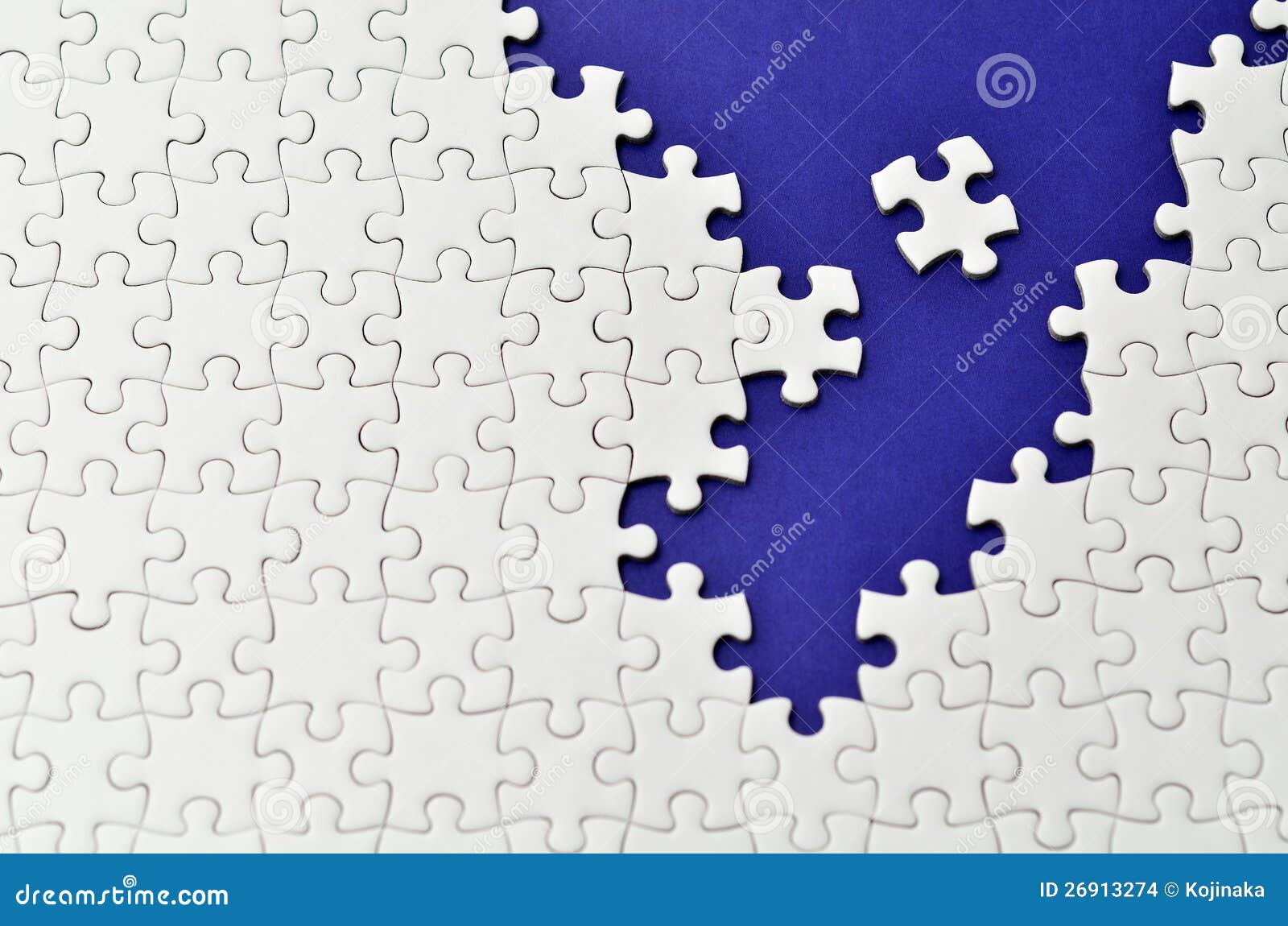 Plain white jigsaw puzzle. stock photo. Image of brain - 26913274