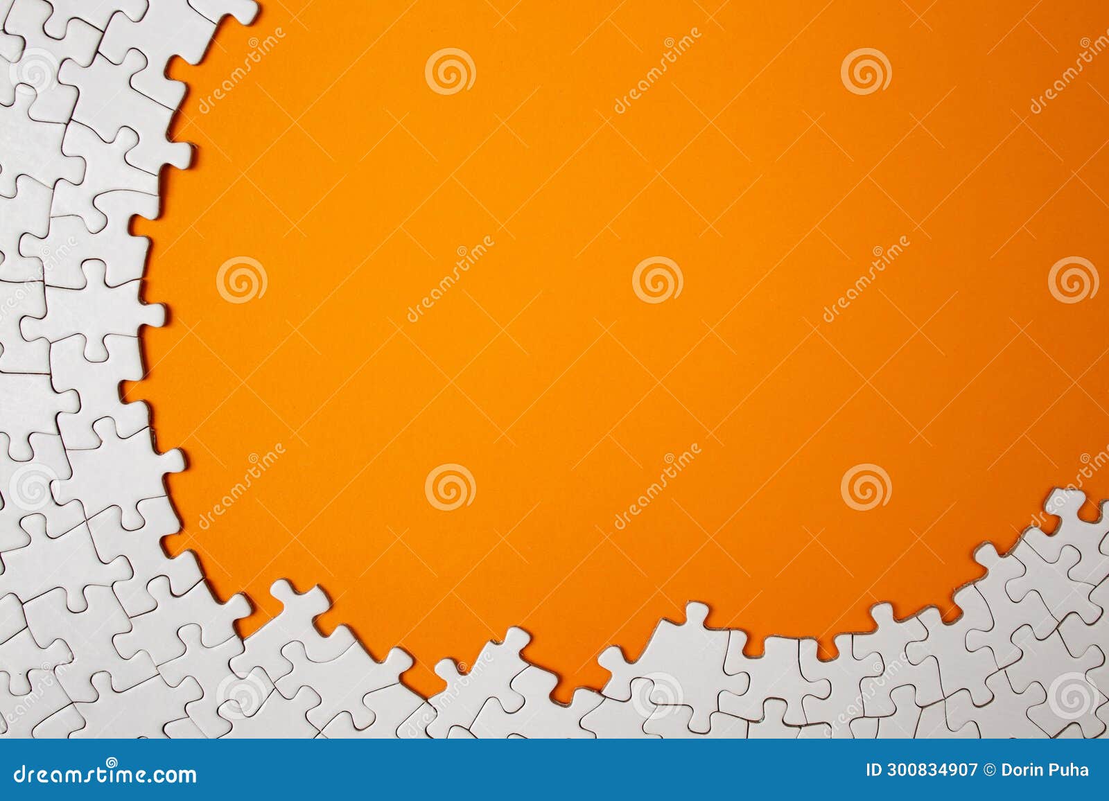 Plain White Jigsaw Puzzle Frame on Orange Color Background, Abstract ...