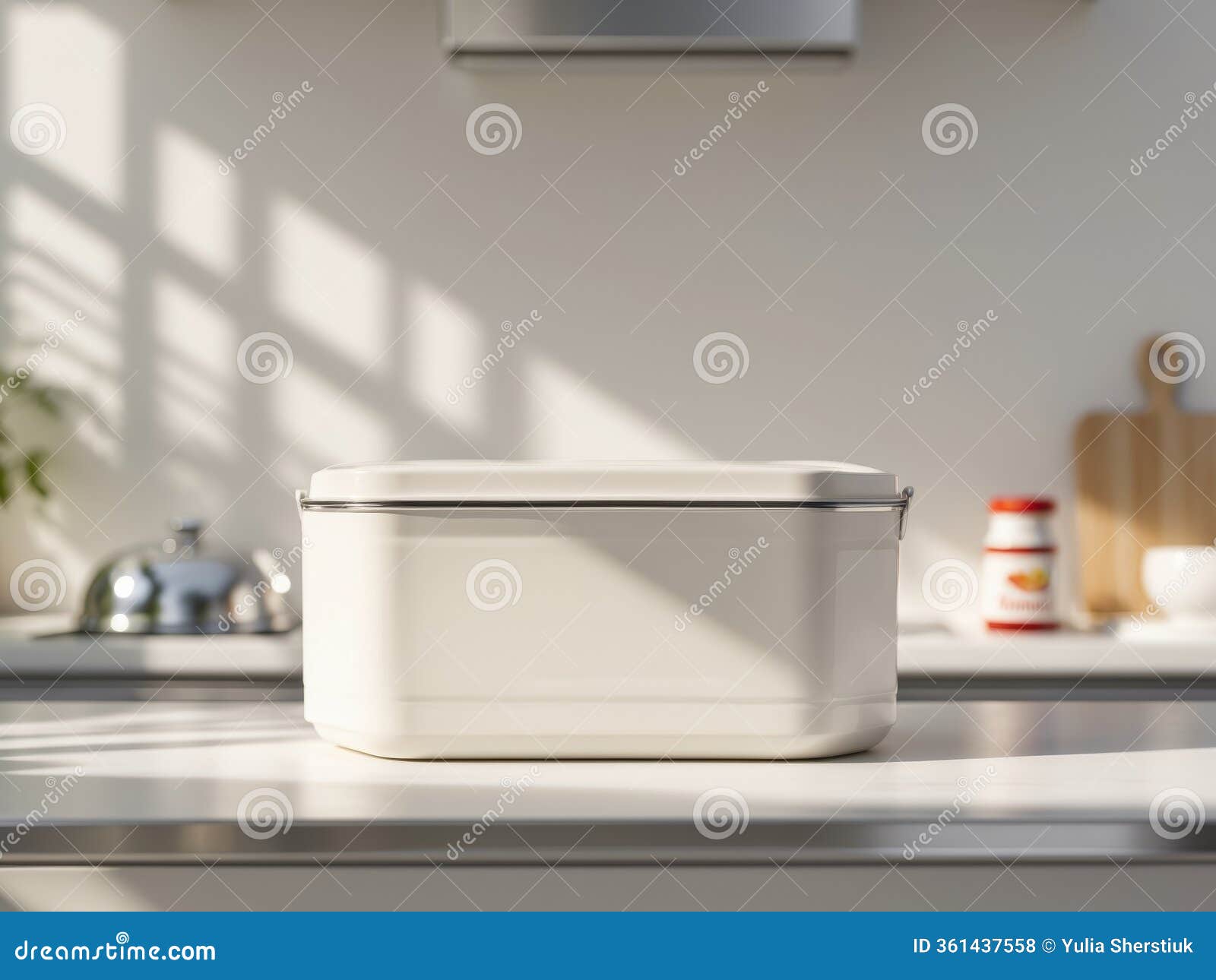 A Plain White Lunch Box, Displayed on a Stylish Kitchen Countertop with ...