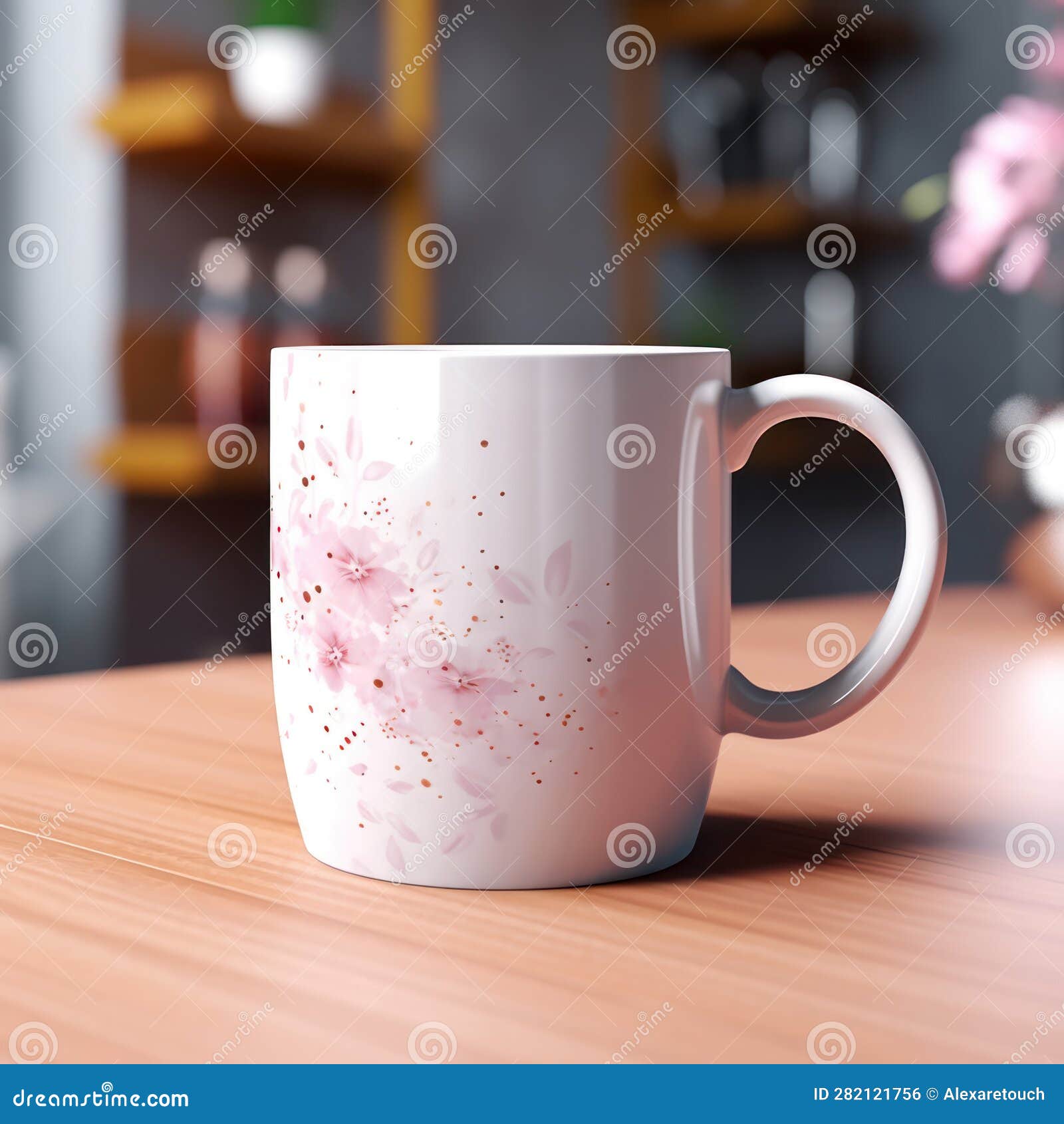 Plain White Mug Mockup with a Table. Stock Illustration - Illustration ...