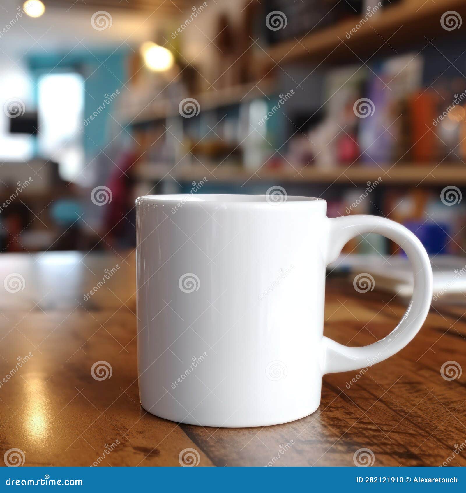 Plain White Mug Mockup with a Table. Stock Illustration - Illustration ...