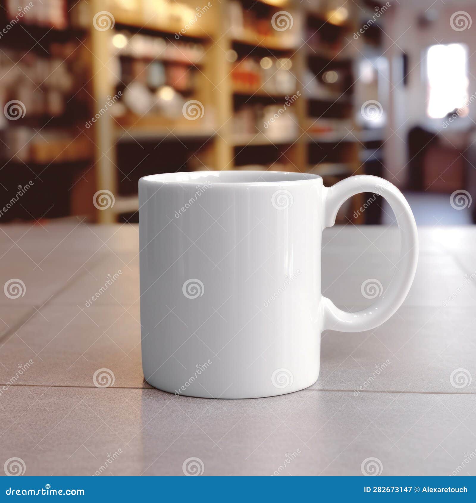 Plain White Mug Mockup with a Table. Stock Illustration - Illustration ...