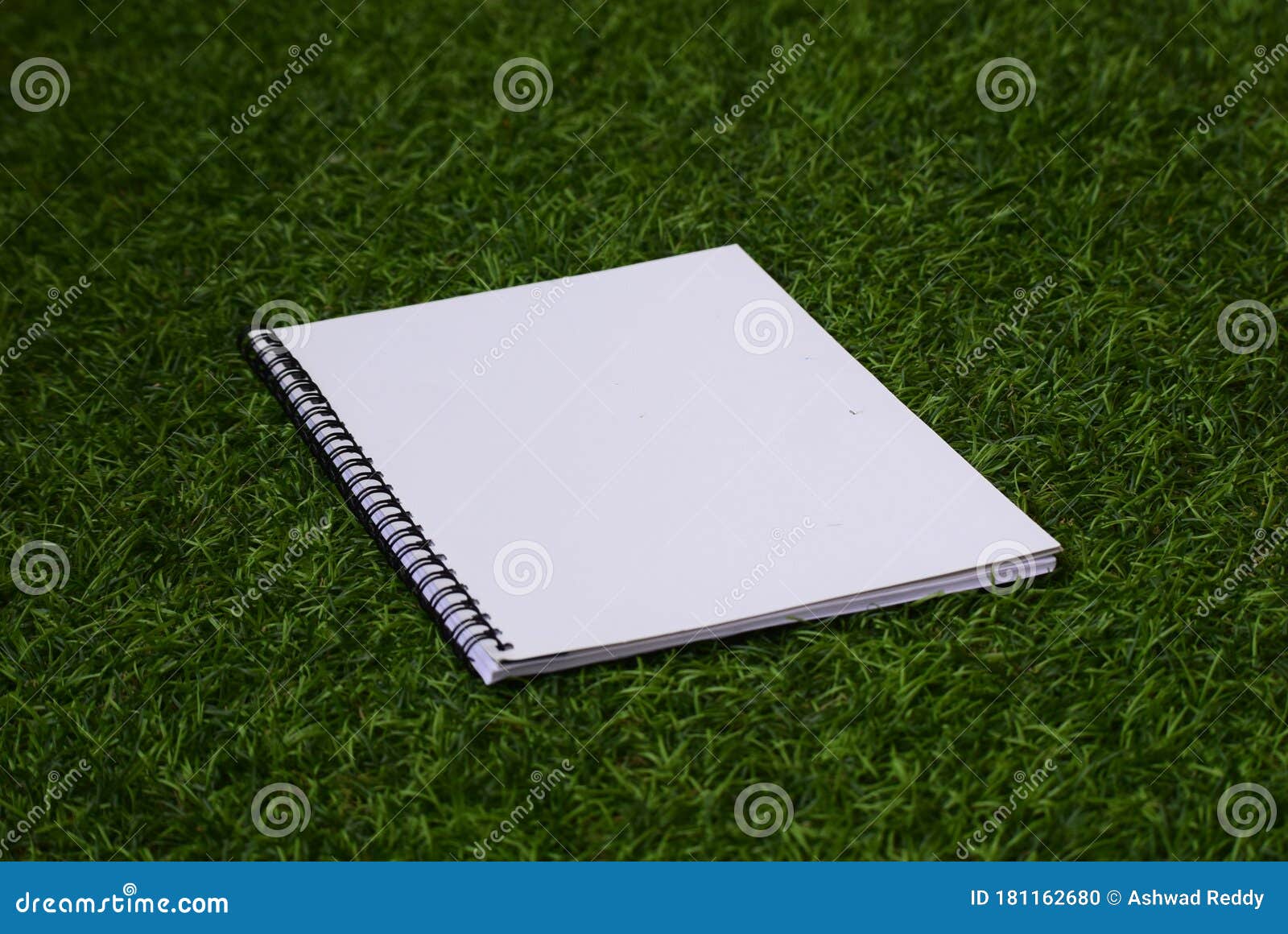 Plain White Notebook on Green Grass Stock Photo - Image of notebook ...