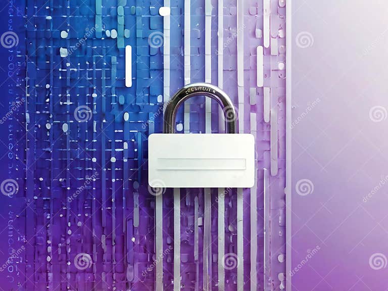 A Plain White Padlock on a Blue Background. Stock Illustration ...