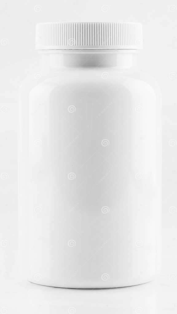 Plain White Plastic Jar on a White Background. Stock Photo - Image of ...