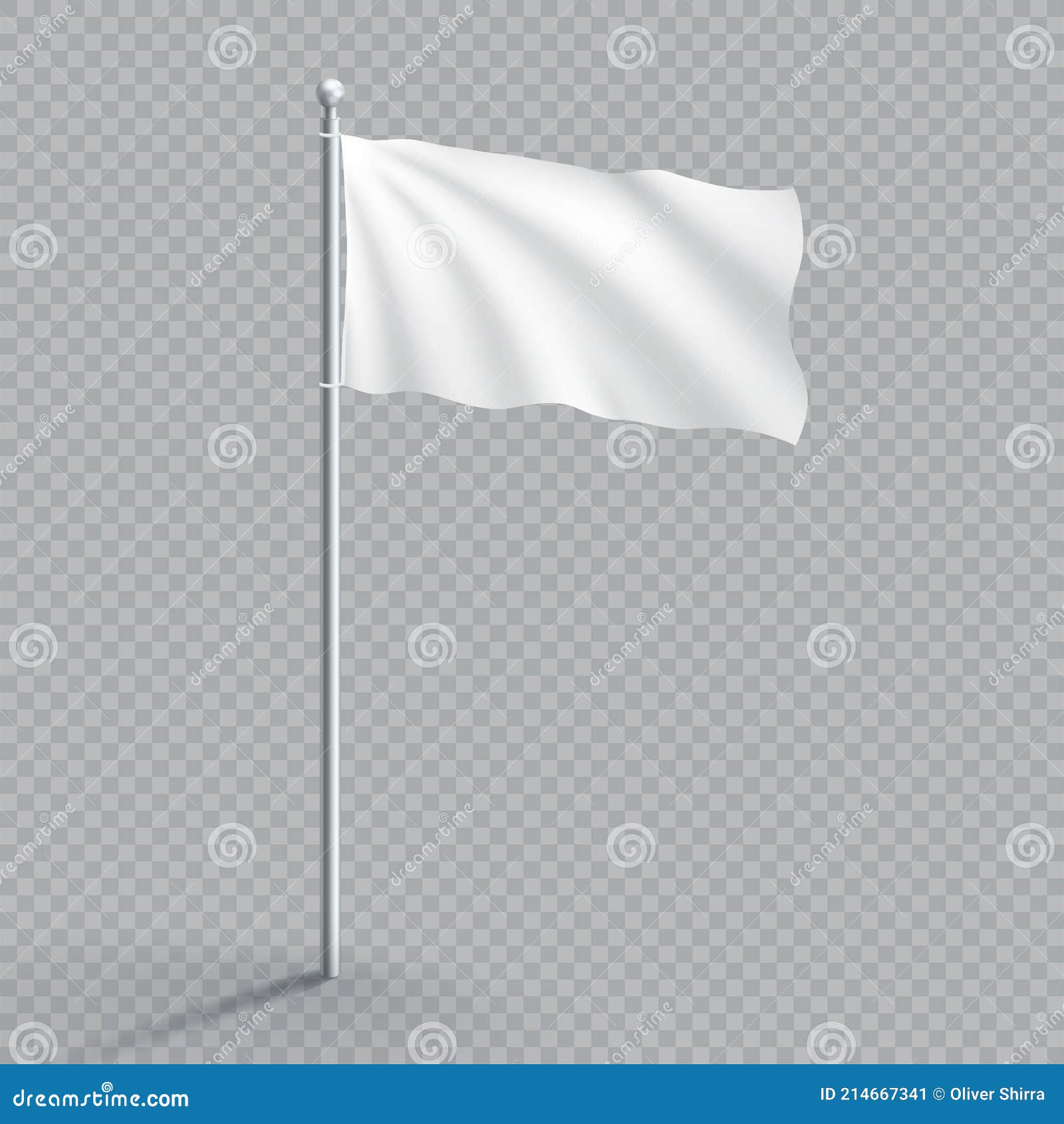Plain White Realistic Waving 3d Flag Template on Flagpole Stock Vector ...