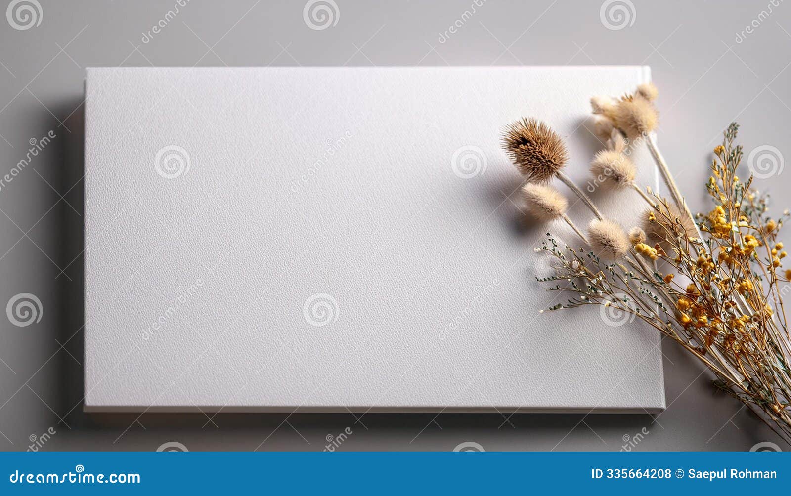 Plain White Rectangular Book Cover Template with Dried Flower ...