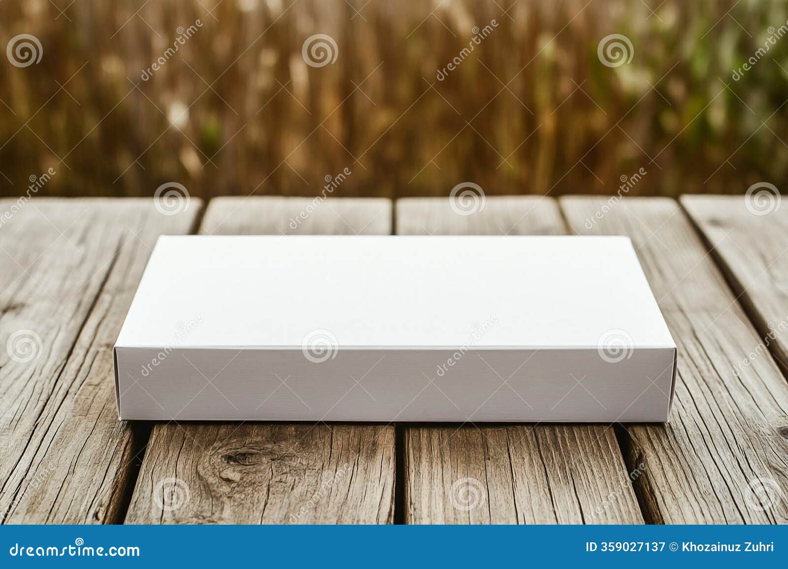 Plain White Rectangular Box on Rustic Wood Surface Ready for Branding ...