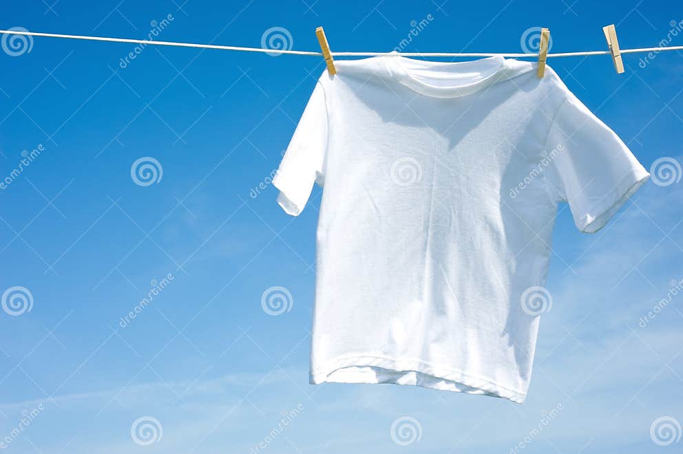Plain White T-Shirt on a Clothesline Stock Photo - Image of objects ...