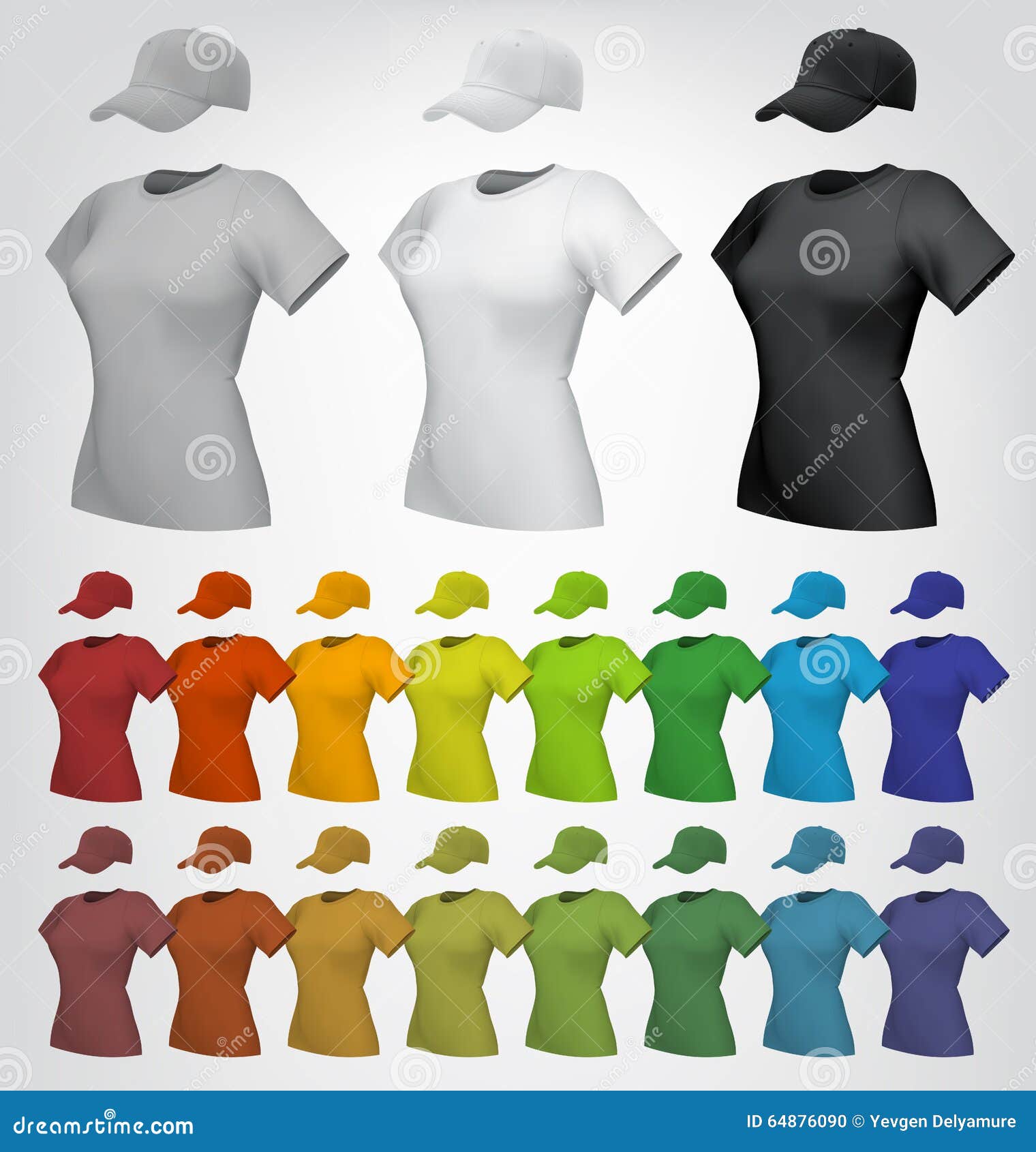 Plain Women S Cap and T-shirt Template Stock Vector - Illustration of ...