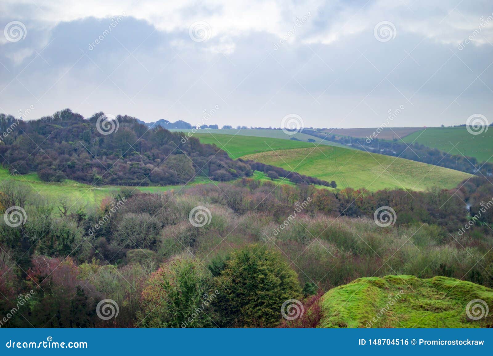 The Plains and Hills with Green Meadows in Kent Stock Photo - Image of ...