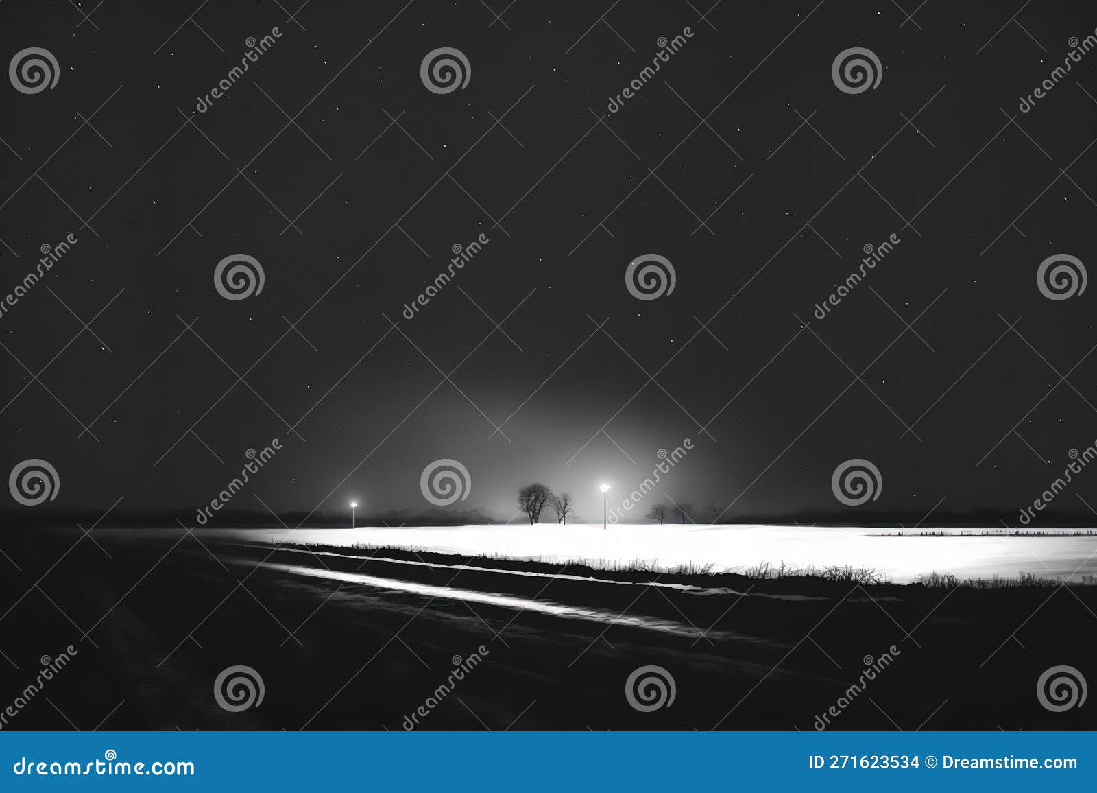 Plains Hype Minimalism at Cold and Calm Night Stock Illustration ...