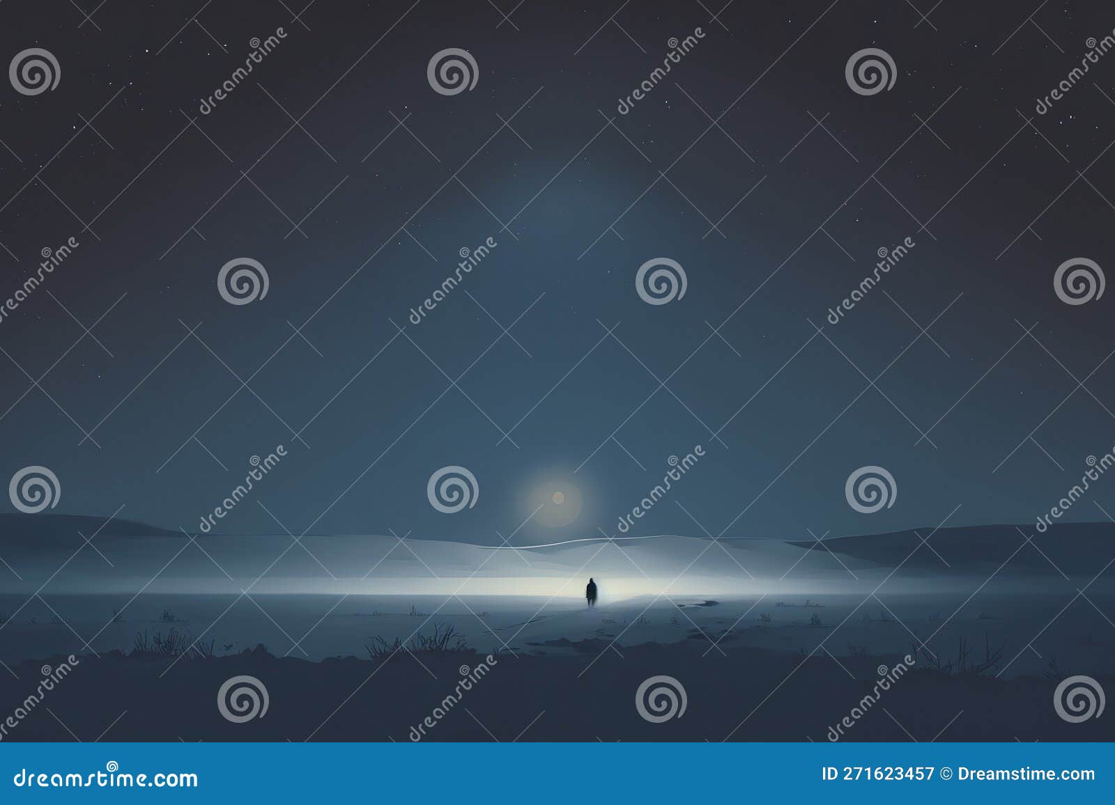 Plains Hype Minimalism at Cold and Calm Night Stock Illustration ...
