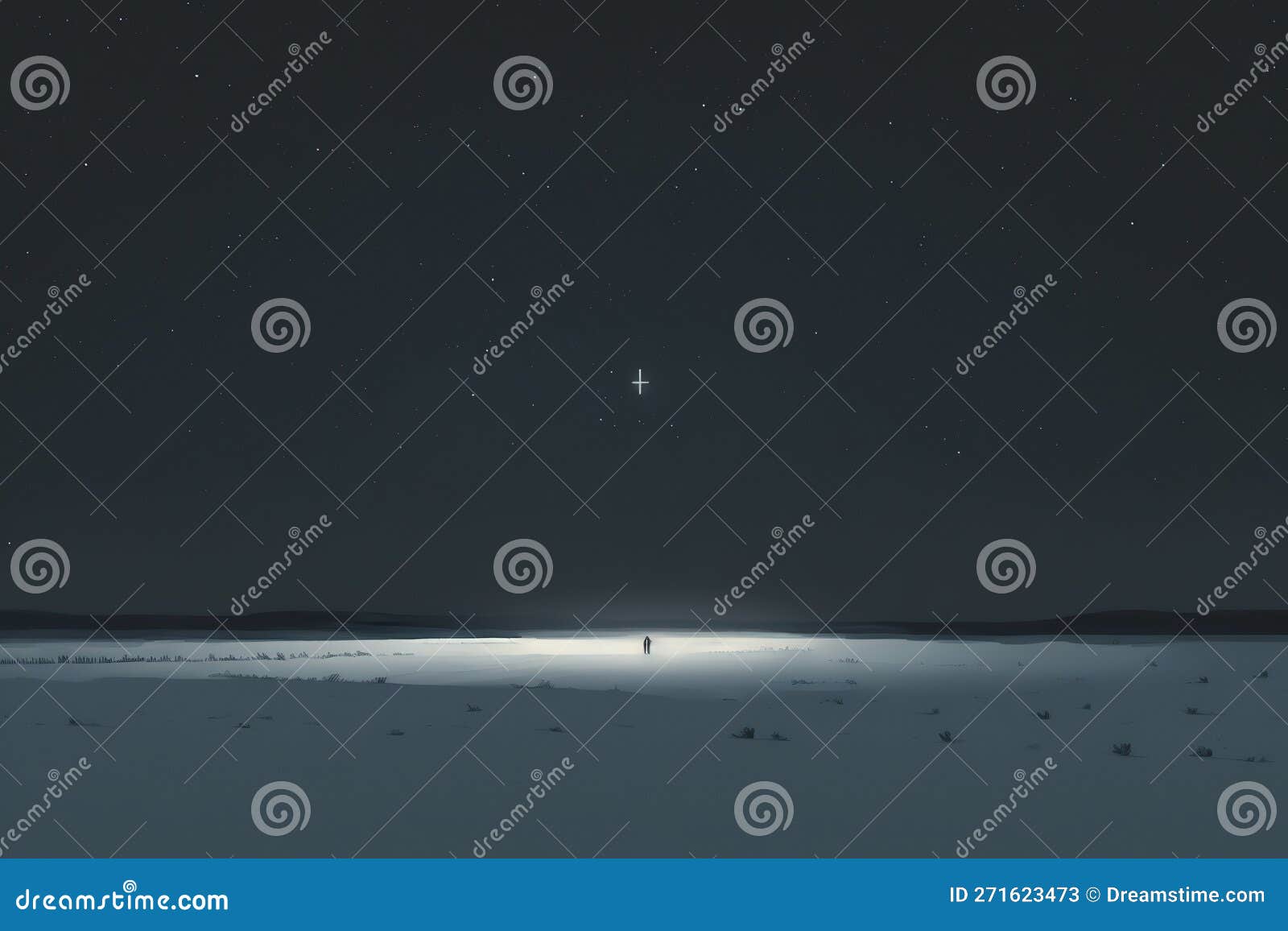 Plains Hype Minimalism at Cold and Calm Night Stock Illustration ...