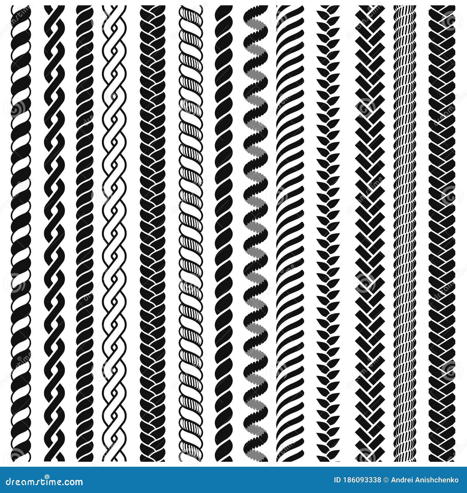 Plaits and braid set stock vector. Illustration of decor - 186093338