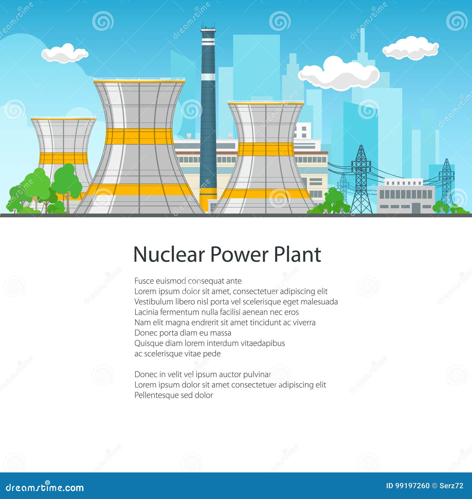 Plakat-Atomkraftwerk vektor abbildung. Illustration von umgebung - 99197260