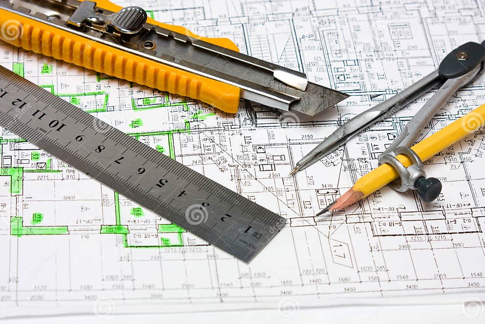 Plan stock image. Image of architectural, building, measure - 6896815