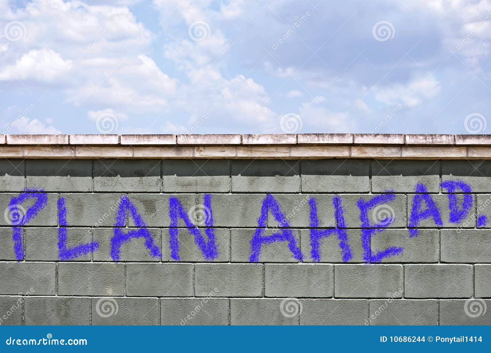 Plan Ahead or the Writing on the Wall Stock Photo - Image of clouds ...