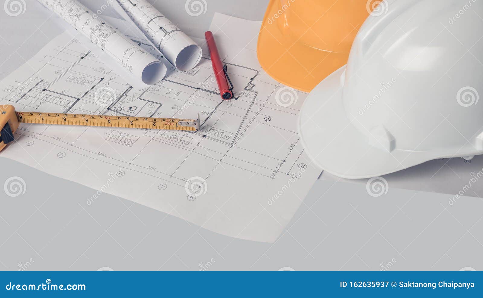 Plan On The Architect`s Desk. Represents The Working Style Of ...