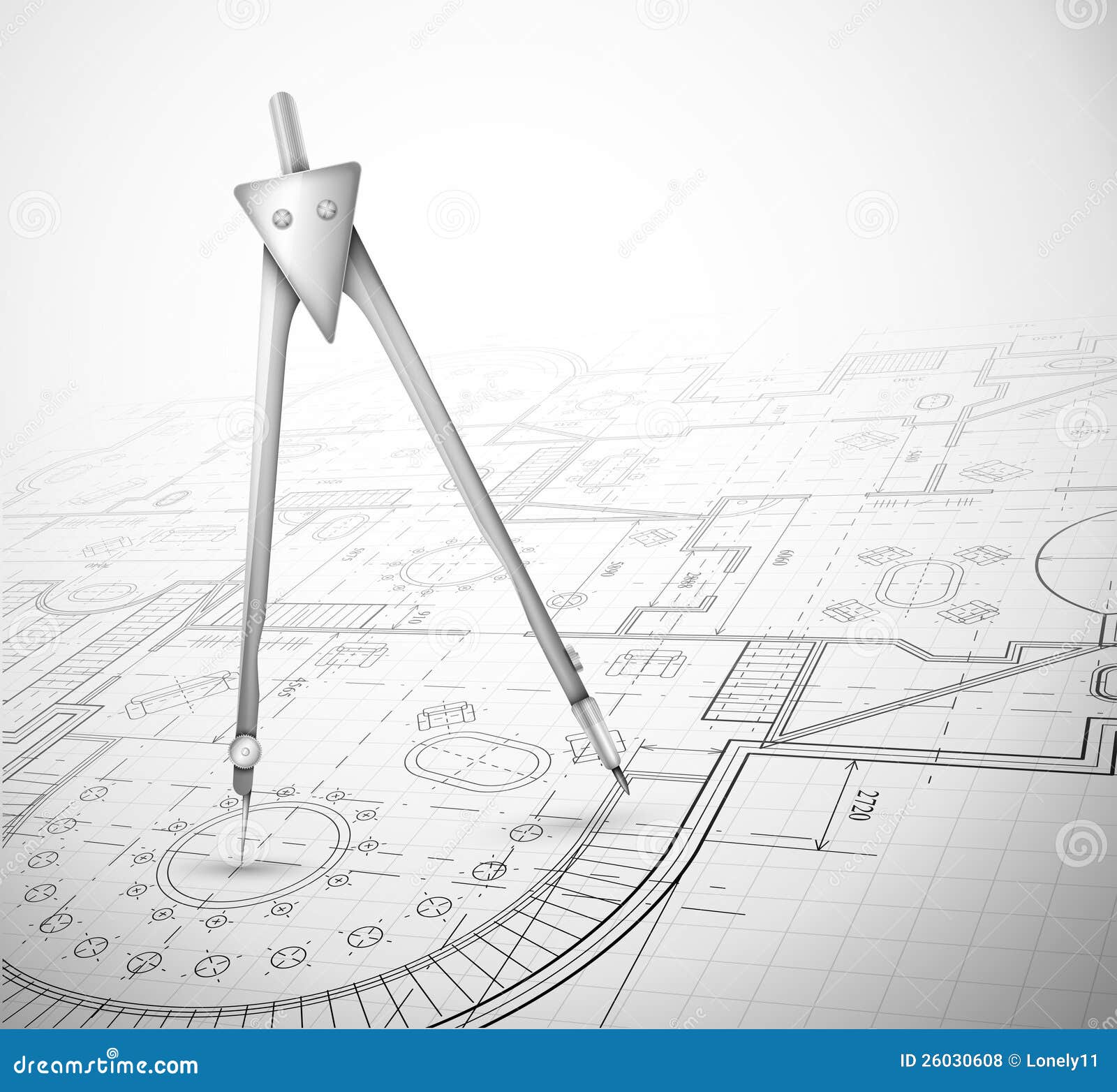 Plan Architectural Avec Le Compas Photos libres de droits - Image: 26030608