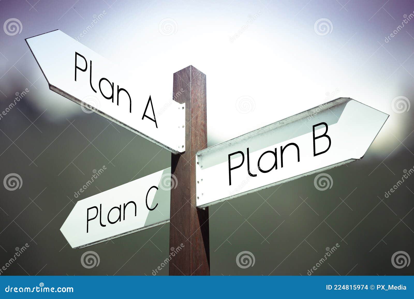Plan a, B, C Concept - Signpost with Three Arrows Stock Illustration ...