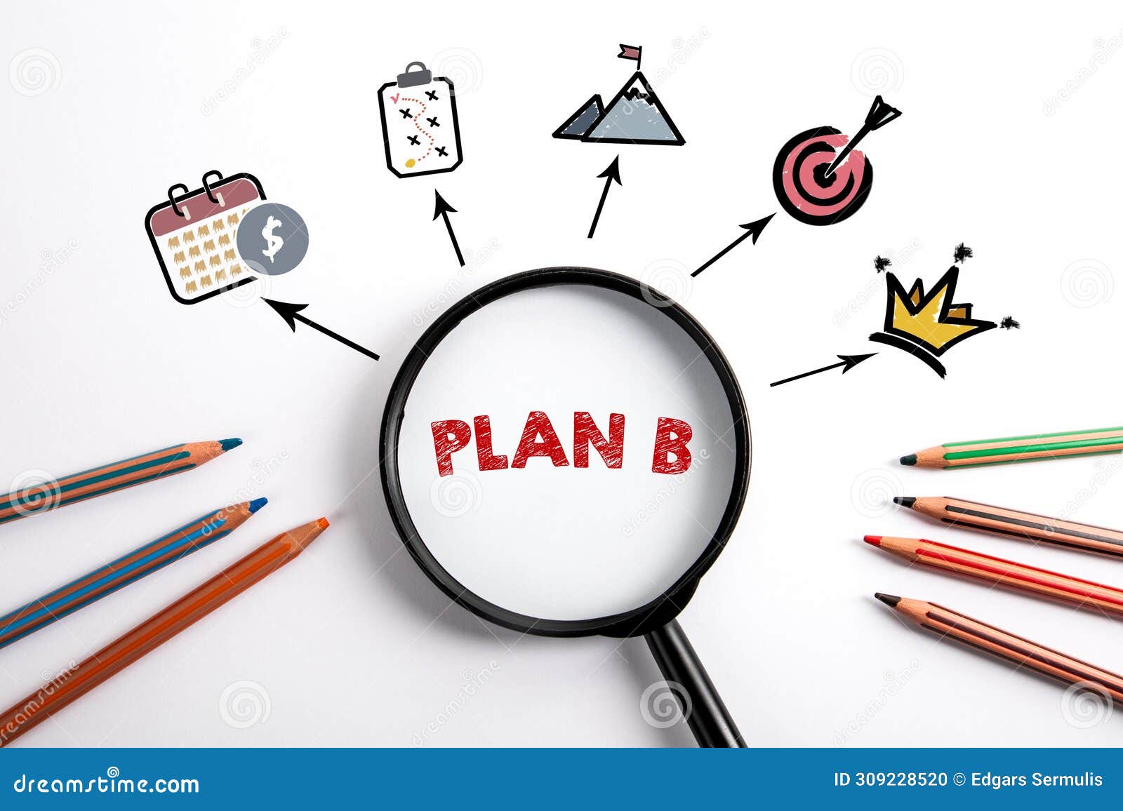 PLAN B Concept. Black Magnifying Glass on a White Background Stock Photo - Image of abstract ...