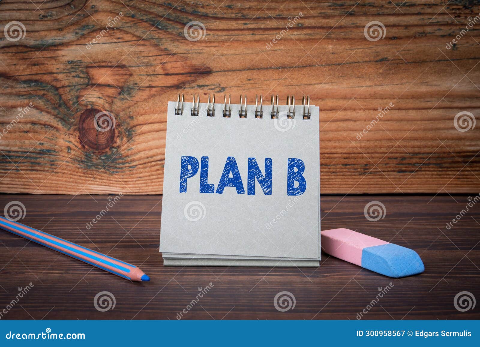 Plan B Concept. Cardboard Notepad on Wooden Texture Table Stock Image ...