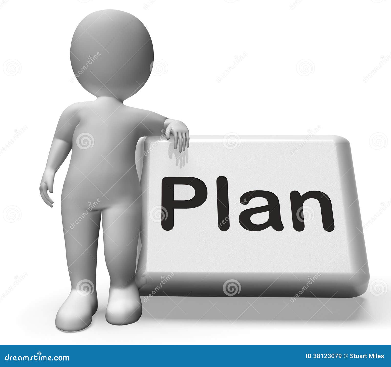 Plan Button with Character Shows Objectives Stock Illustration ...