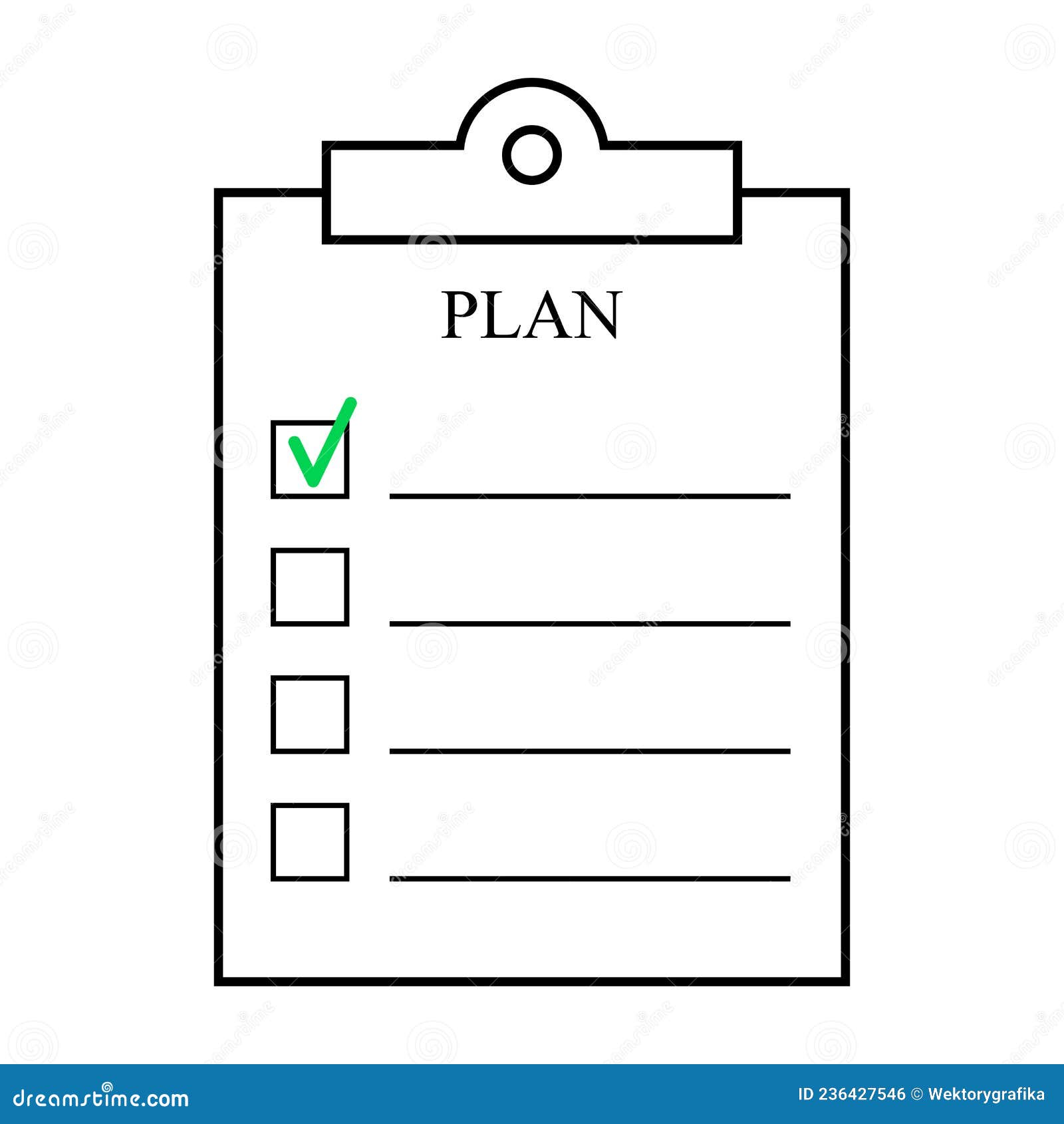 Plan Clipboard with Check Boxes. Vector Outline Illustration Stock ...