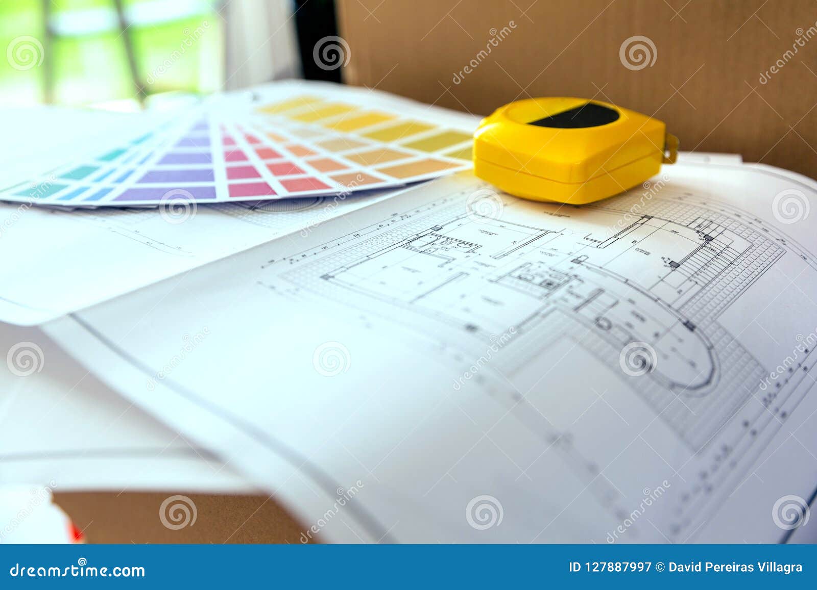 Plan, Color Palette and Metre Stock Image - Image of color, foil: 127887997