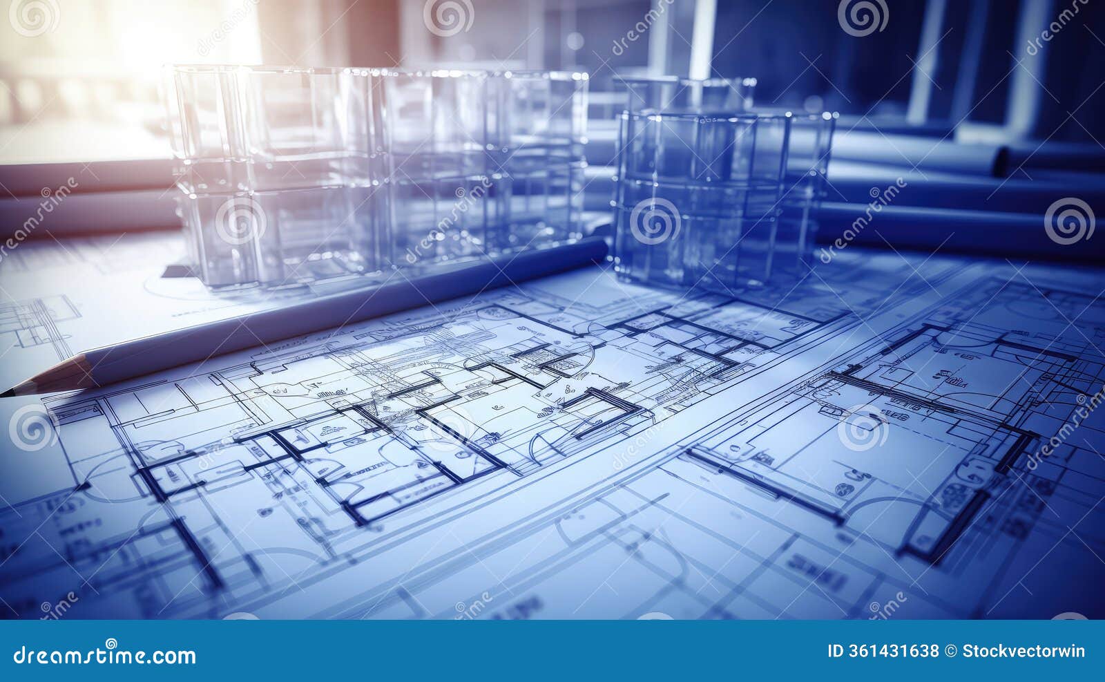 Plan Construction Blue Print Stock Illustration - Illustration of ...
