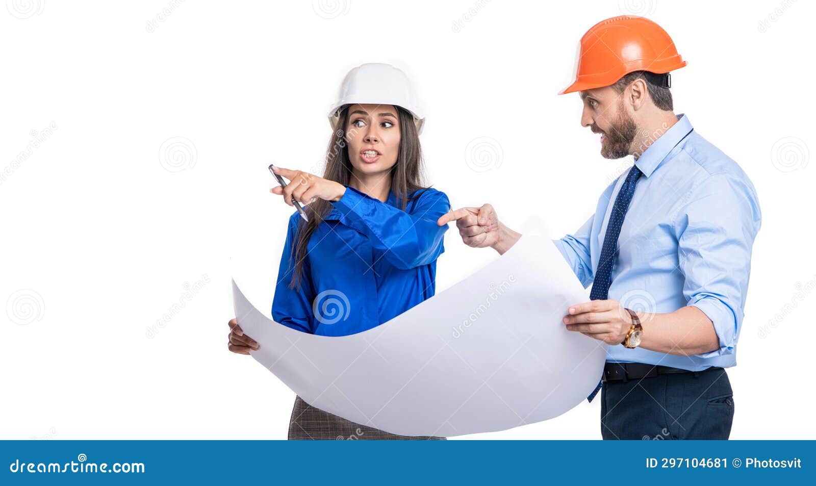 Plan Construction Project. Architect Planning Work. Chief Engineer and ...