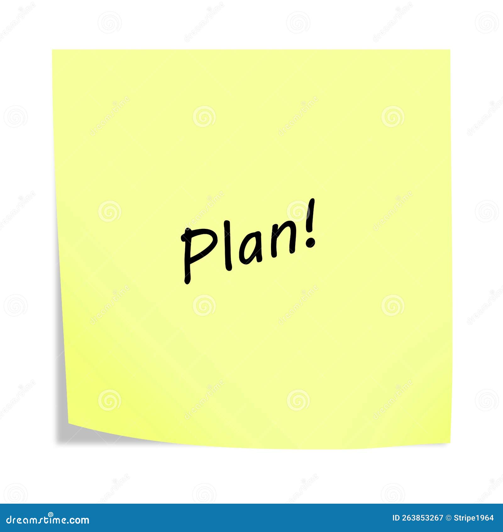 Plan 3d Illustration Post Note Reminder on White with Clipping Path ...