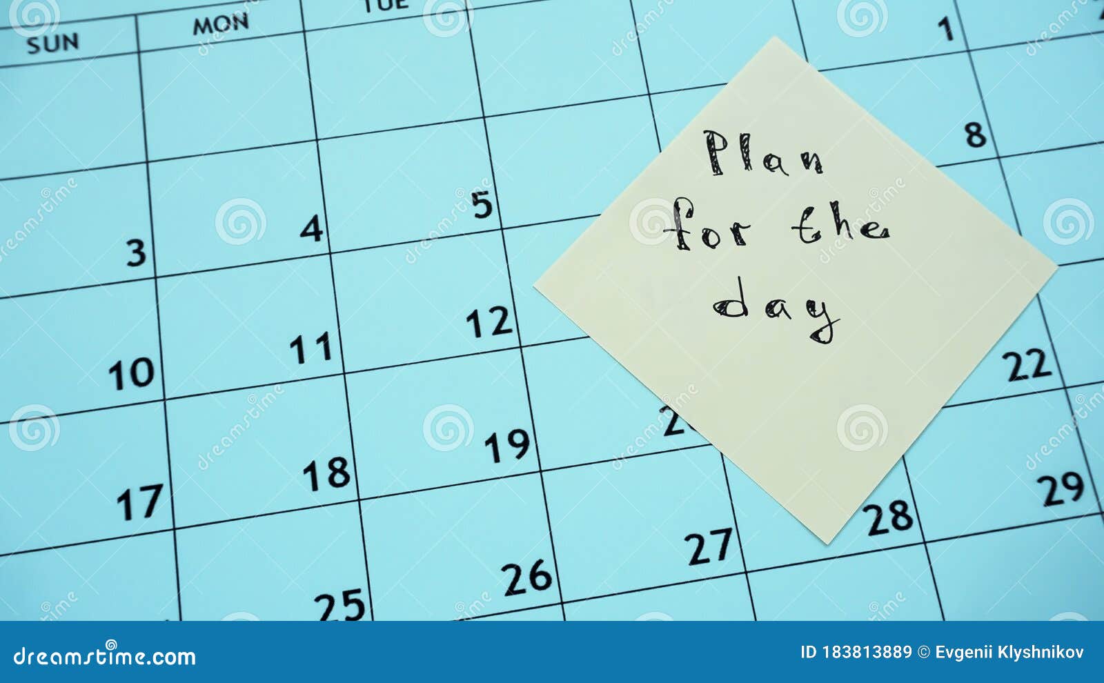 Plan for the Day .the Plan for the Day and a Calendar with a List Stock ...